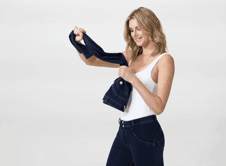 Freddy WR.UP® dame push-up bukser - høj talje super skinny - mørkeblå ...